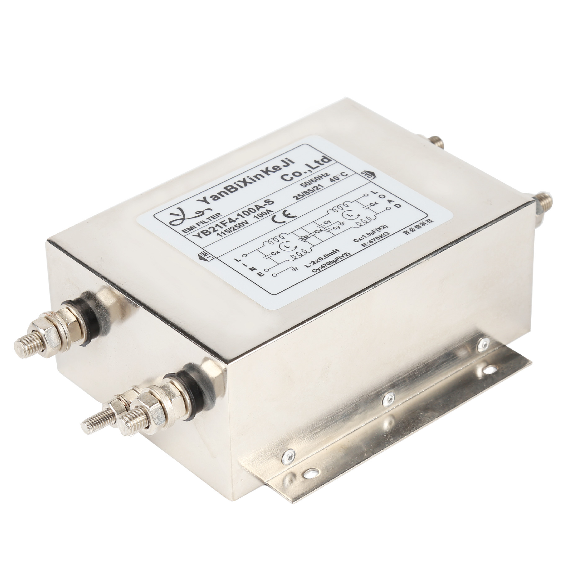Bộ lọc Emi thông thấp 50/60Hz Bộ lọc nguồn 100A 250V 440VAC