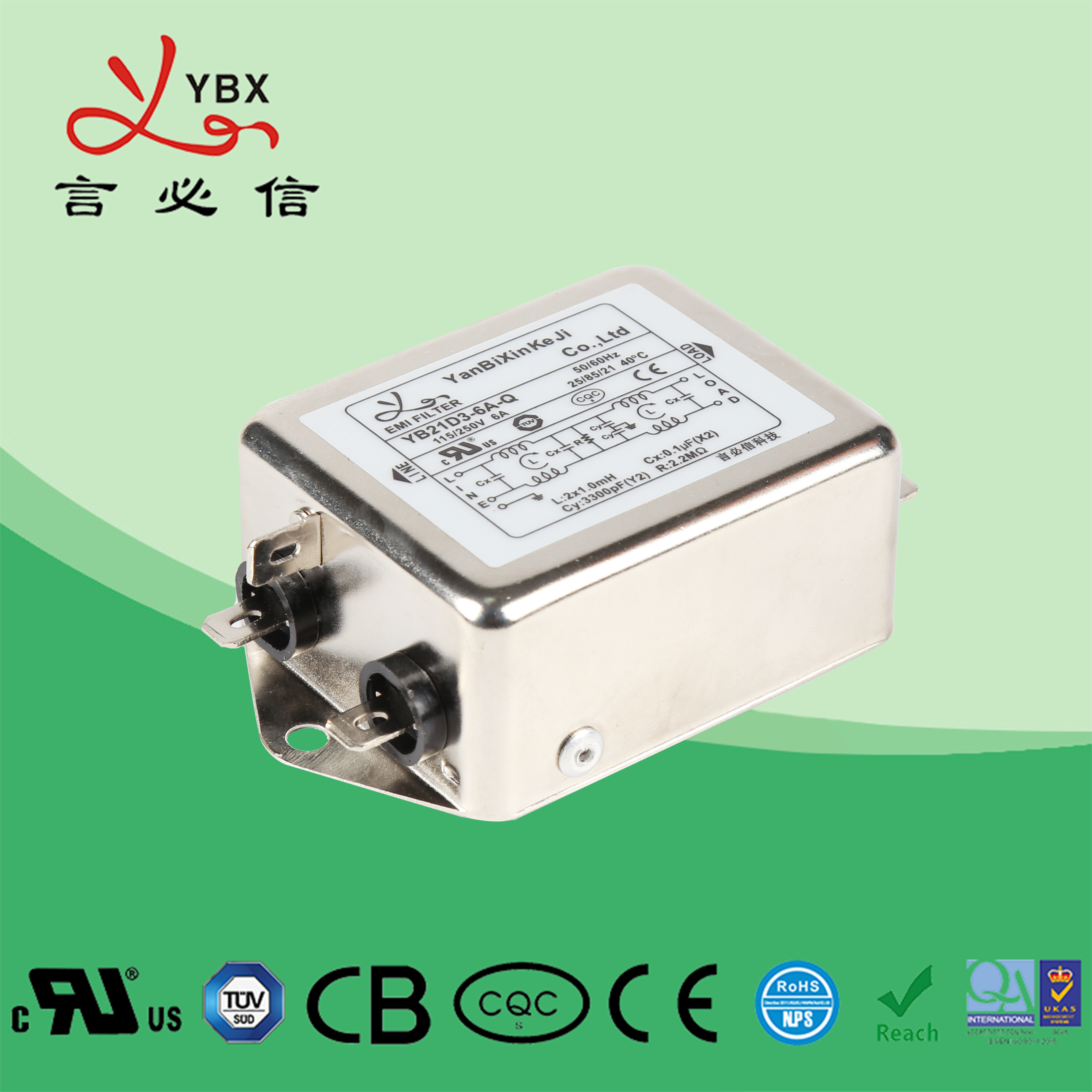 Bộ lọc đường dây điện EMI EMC 10A 120 250VAC cho đèn LED